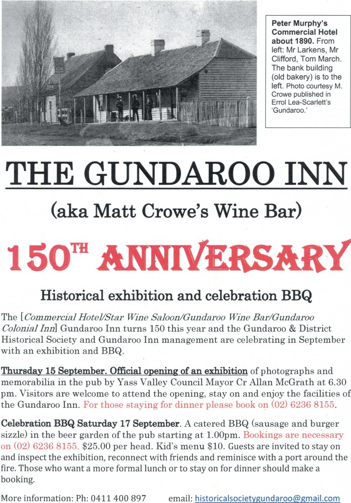 The Gundaroo Inn 150th Birthday Celebrations | The Gundaroo and ...